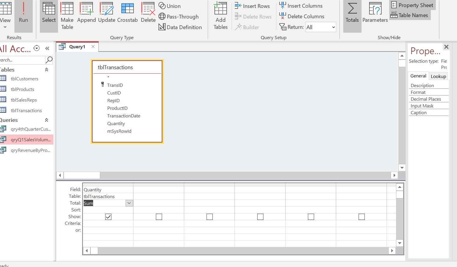 Solved Create a query based on tblTransactions that | Chegg.com