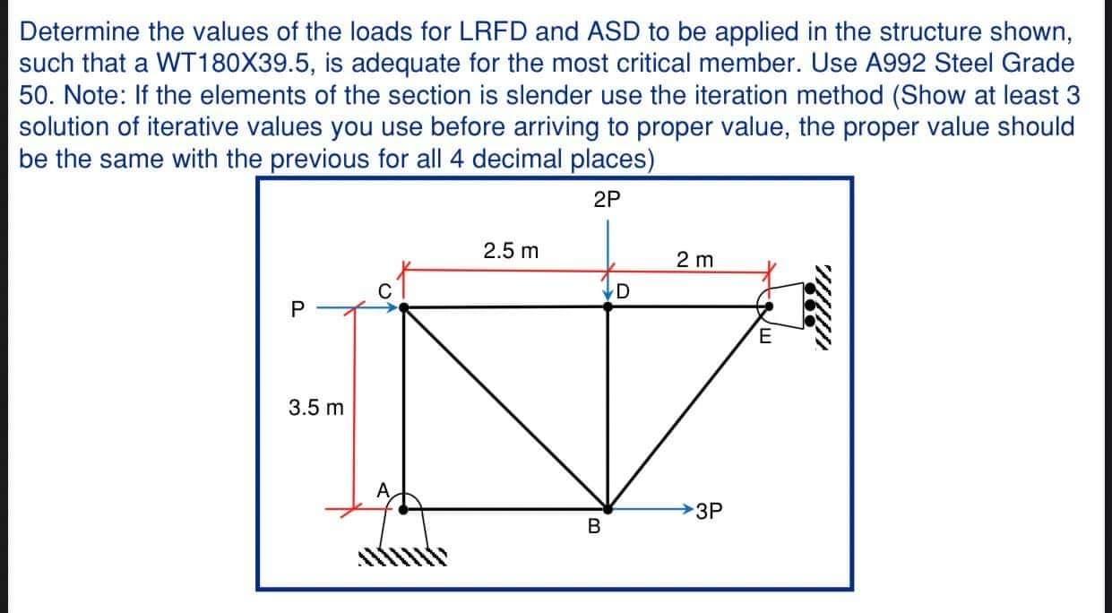 Solved Determine the values of the loads for LRFD and ASD to | Chegg.com