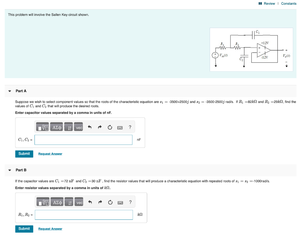 Solved u Review Constants This problem will involve the | Chegg.com