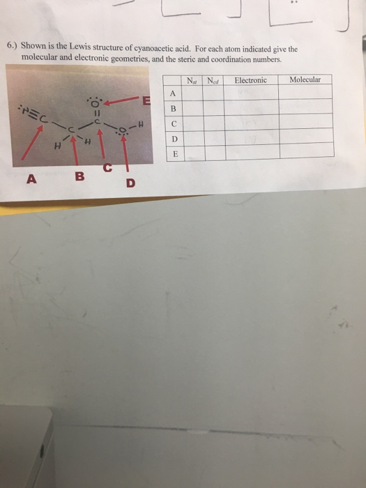 Solved 6.) Shown is the Lewis structure of cyanoacetic acid. | Chegg.com