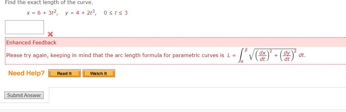Solved Find the exact length of the curve. x = 6 + 3t2, | Chegg.com