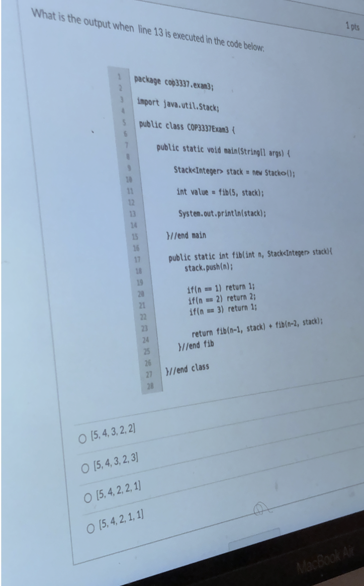 Solved What is the output when line 13 is executed in the | Chegg.com