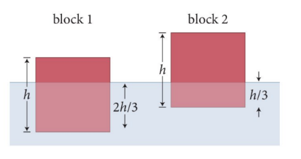 Solved Two same-sized blocks of wood float in a tank as | Chegg.com