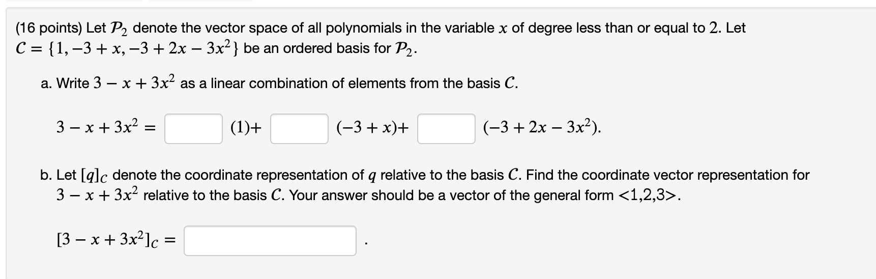 Solved 16 Points Let P2 Denote The Vector Space Of All 