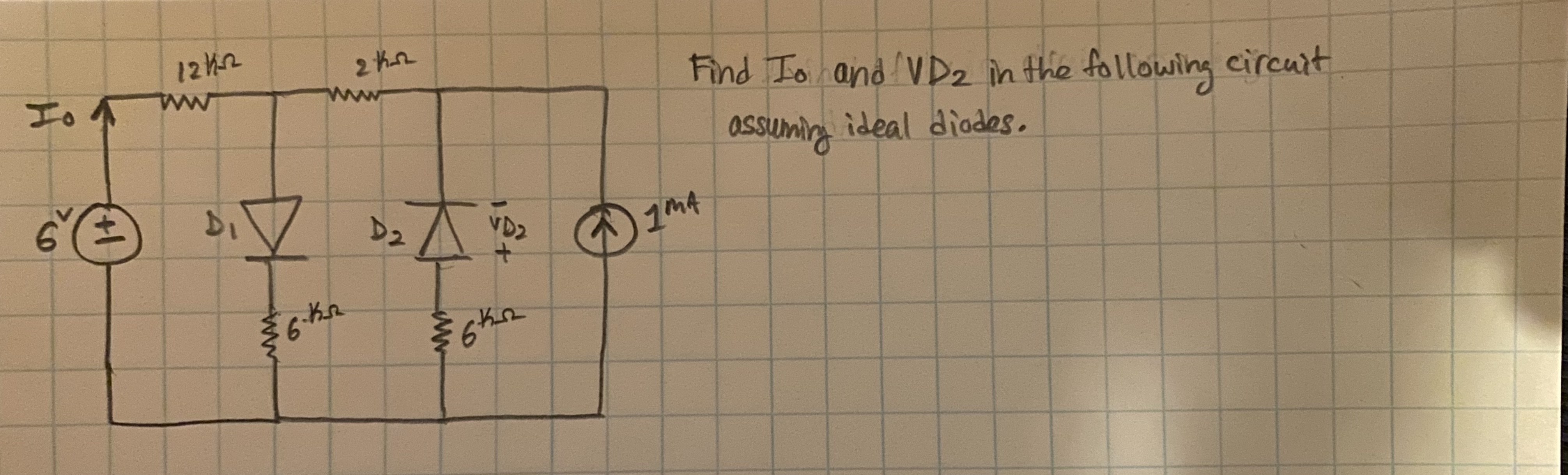 Find Io and VD2 ﻿in the following circuitassuming | Chegg.com