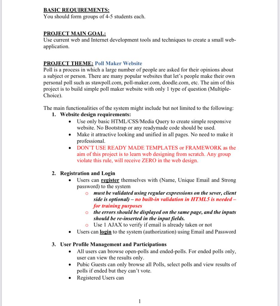 Solved PROJECT MAIN GOAL: Use current web and Internet | Chegg.com
