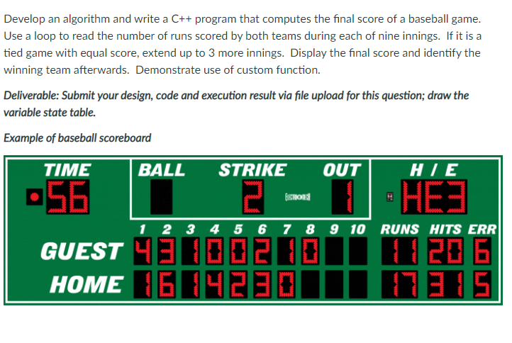 Solved make sure do if it is a tied game with equal score, | Chegg.com