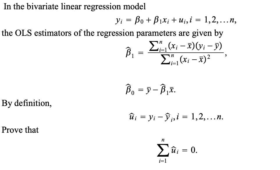 Solved = In the bivariate linear regression model Yi = Bo + | Chegg.com