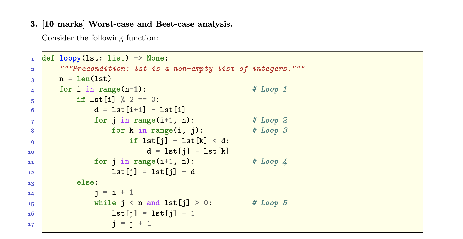 3. [10 marks] Worst-case and Best-case analysis. | Chegg.com