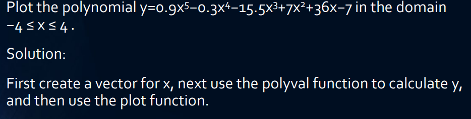 Solved Plot the polynomial y=0.9x5–0.3x4–15.5x3+7x2+36x-7 in | Chegg.com
