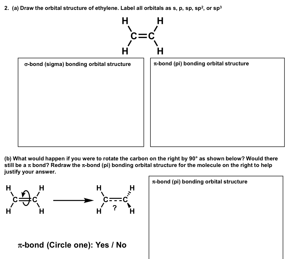 Solved (a) ﻿Draw the orbital structure of ethylene. Label | Chegg.com
