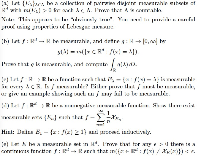 Solved (a) Let {Ex}xea be a collection of pairwise disjoint | Chegg.com
