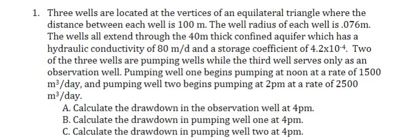Solved 1. Three wells are located at the vertices of an | Chegg.com