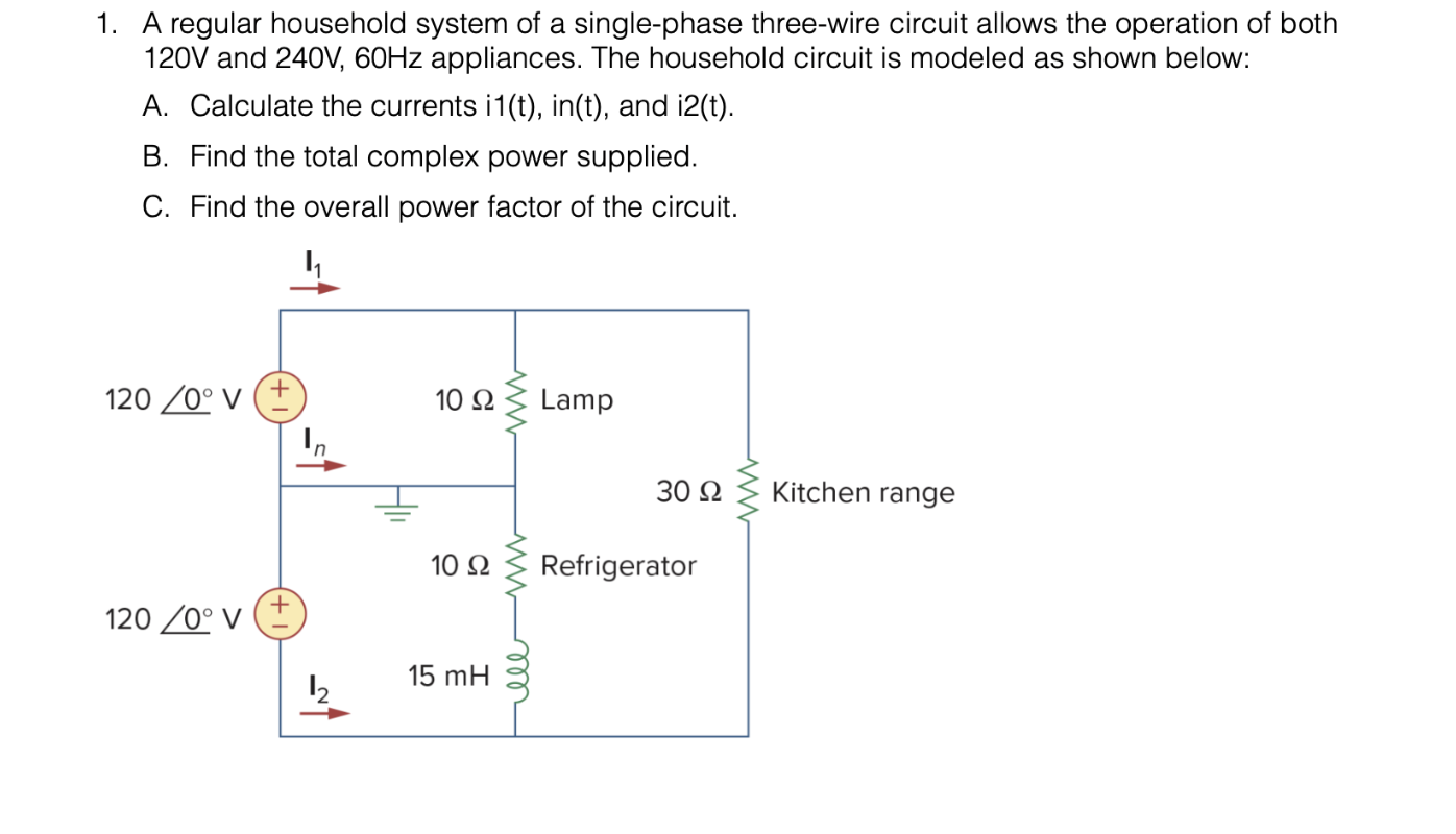 Solved 1. A regular household system of a single-phase | Chegg.com