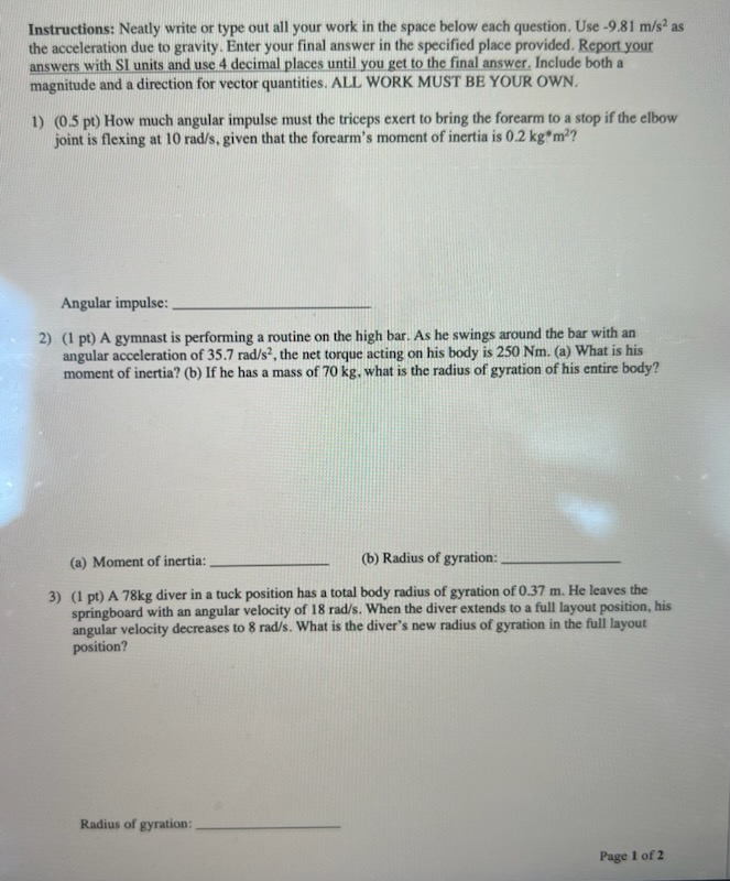 Solved Instructions: Neatly write or type out all your work | Chegg.com