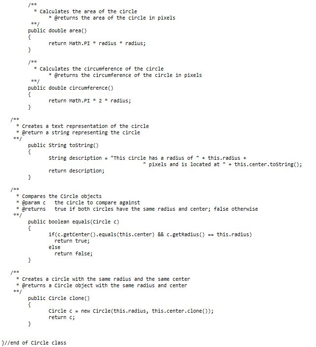 Solved While using the MyPoint and Circle classes that were | Chegg.com