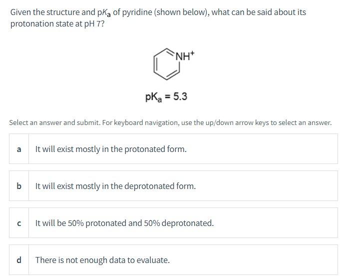 Solved Given the structure and pKa of pyridine (shown | Chegg.com