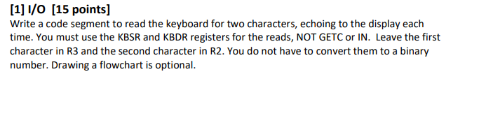 [1] 1/0 (15 points] Write a code segment to read the | Chegg.com