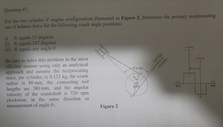 Solved For the two cylinder V engine configuration | Chegg.com