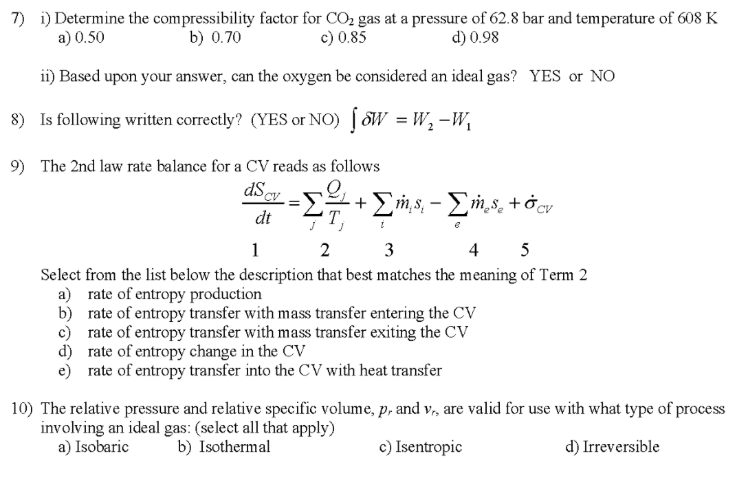 Solved 7) i) Determine the compressibility factor for CO2 | Chegg.com