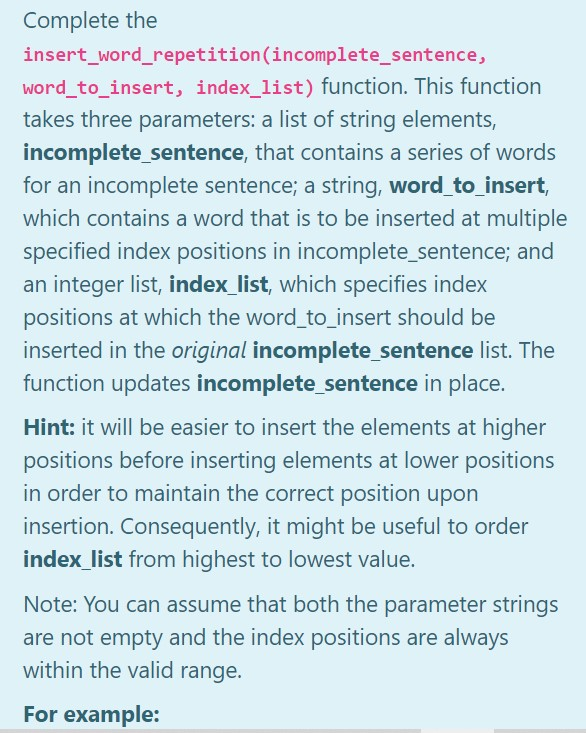 Solved Complete the insert_word_repetition | Chegg.com