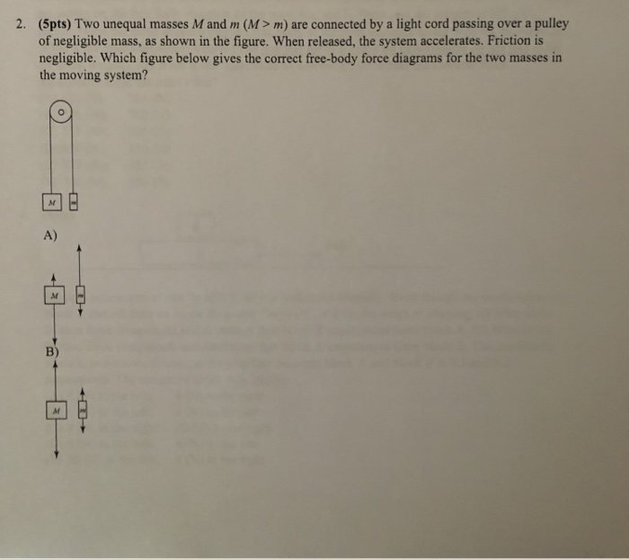 Solved (5pts) Two unequal masses M and m (M> m) are | Chegg.com Solved (5pts) Two unequal masses M and m (M> m) are | Chegg.com