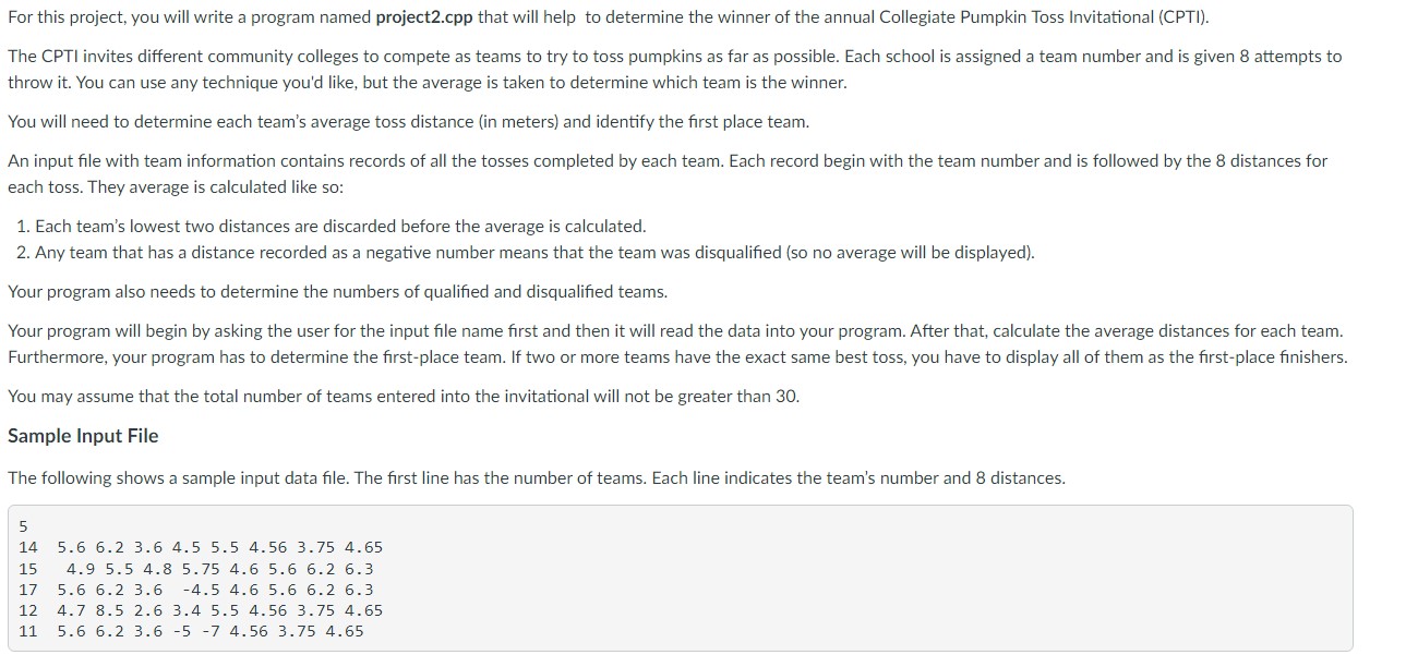 Solved For this project, you will write a program named | Chegg.com