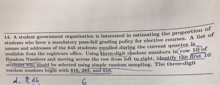 Solved 14. A student government organization is interested | Chegg.com