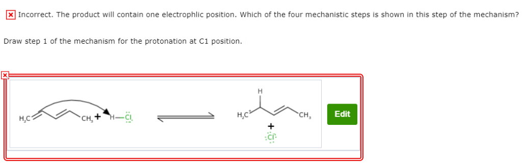 Solved Draw step 1 of the mechanism for the protonation at | Chegg.com