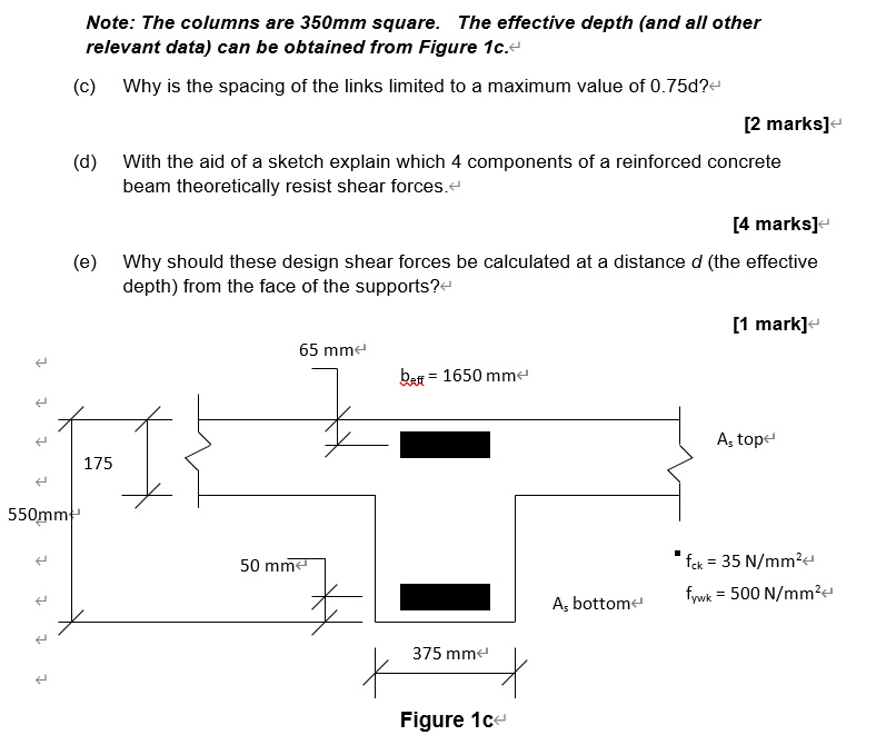 Solved Note: The columns are 350mm square. The effective | Chegg.com