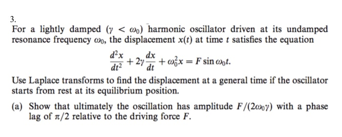 Solved 3. For a lightly damped (γ
