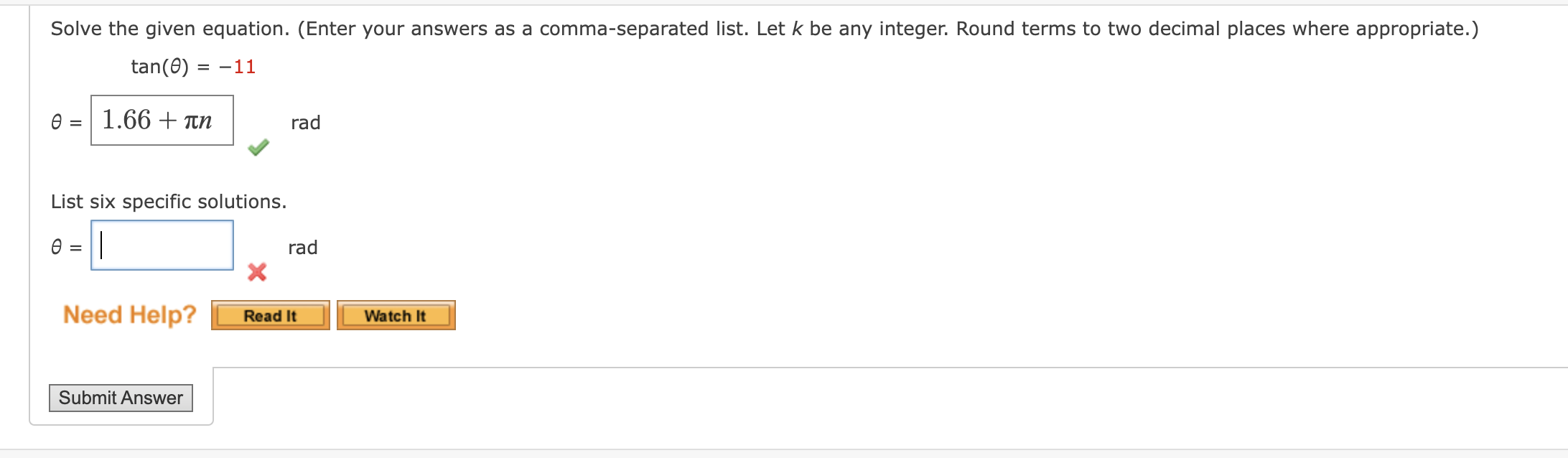 Solved Solve the given equation. (Enter your answers as a | Chegg.com