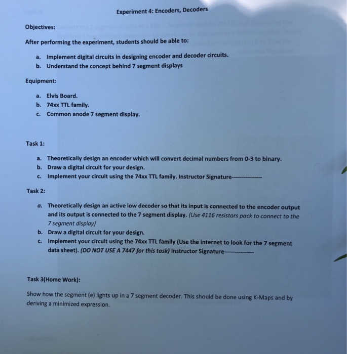 Solved Experiment 4: Encoders, Decoders Objectives: After | Chegg.com