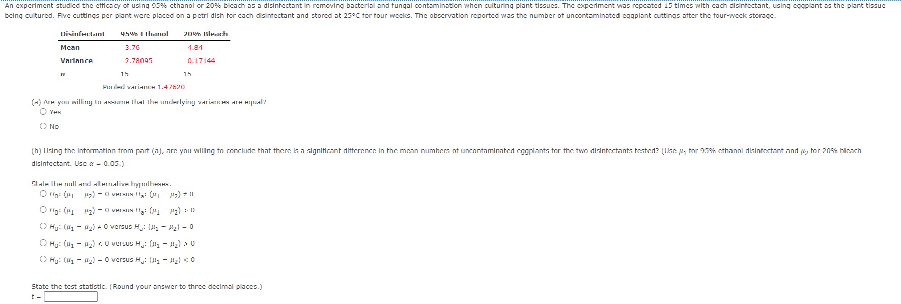 Solved (a) ﻿Are you willing to assume that the underlying | Chegg.com