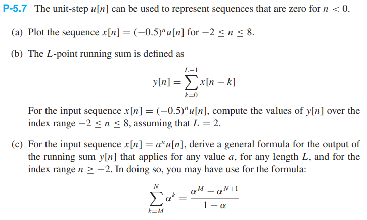 Solved P-5.7 The unit-step u[n] can be used to represent | Chegg.com