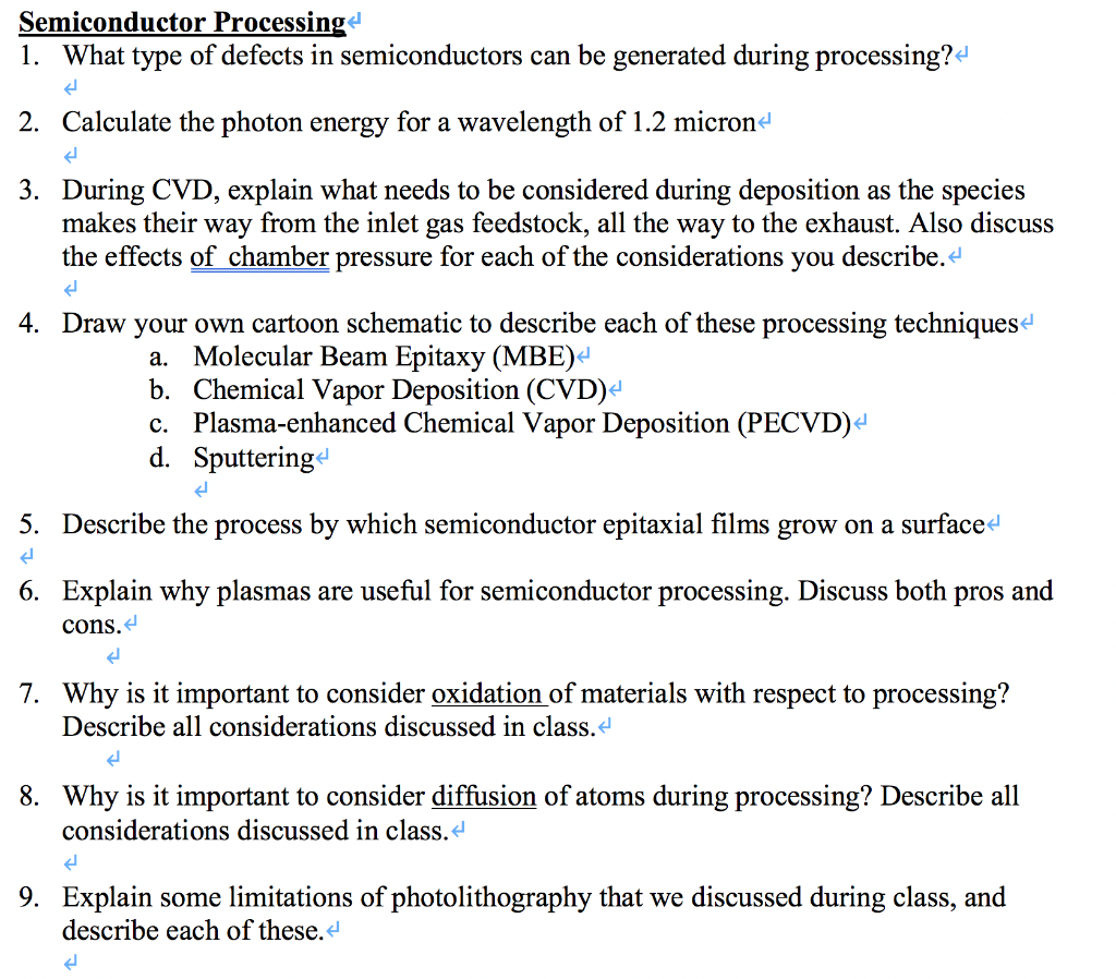 Semiconductor Processing 1. What type of defects in | Chegg.com