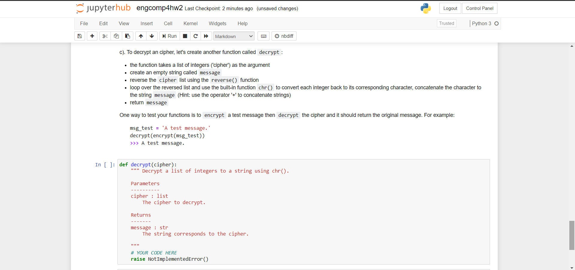 Solved jupyterhub engcomp4hw2 Last Checkpoint 2 hours ago | Chegg.com