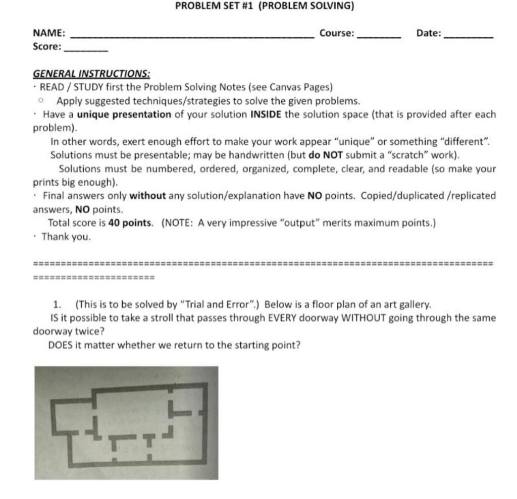 Solved PROBLEM SET #1 (PROBLEM SOLVING) Course: Date: NAME: | Chegg.com