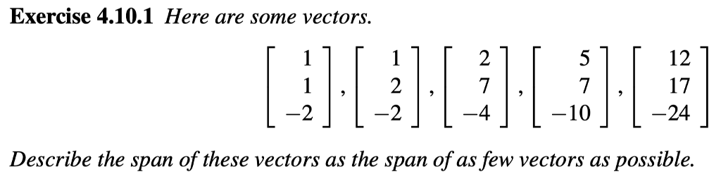 Solved Exercise 4.10.1 Here are some vectors. 51 12 7,7,17 | Chegg.com