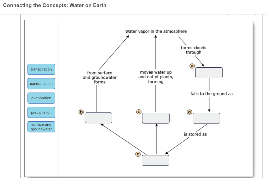 Solved Connecting the Concepts: Water on Earth Water vapor | Chegg.com