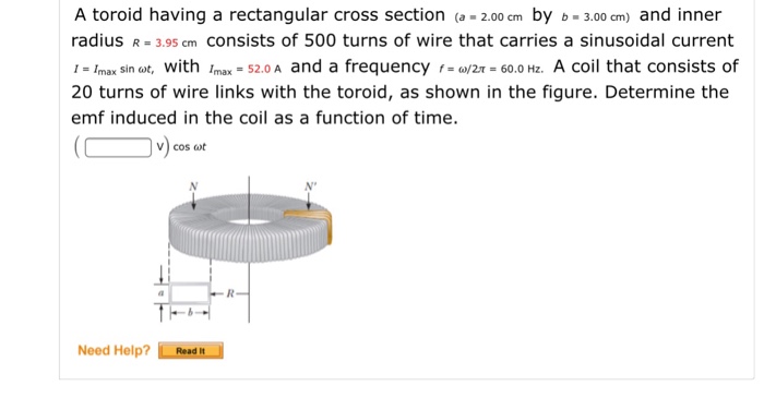 Solved A toroid having a rectangular cross section ( 2.00 cm | Chegg.com