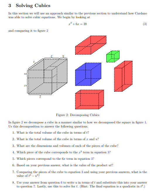 Solved 3 Solving Cubics In this section we will use an | Chegg.com