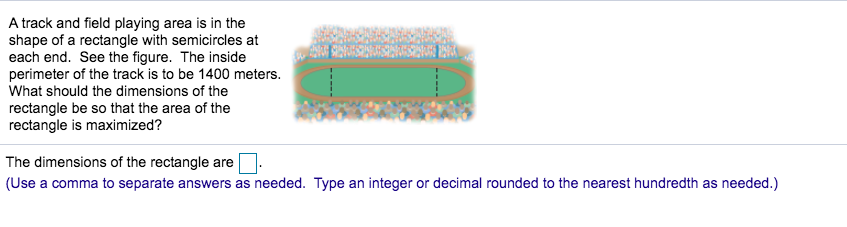 Solved A track and field playing area is in the shape of a | Chegg.com