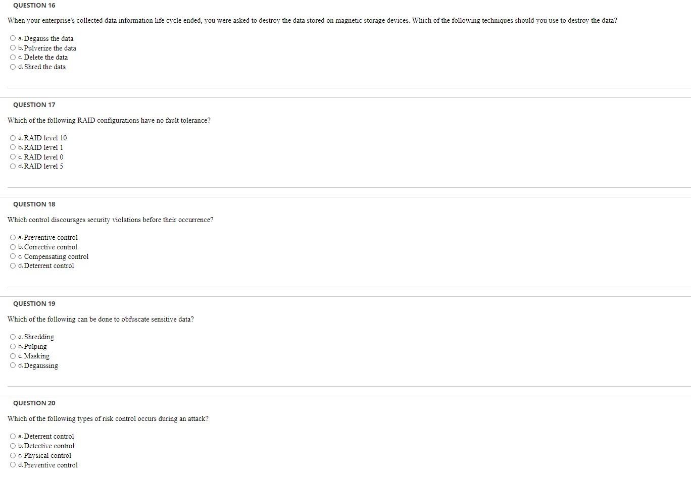 Solved QUESTION 16 When your enterprise's collected data | Chegg.com