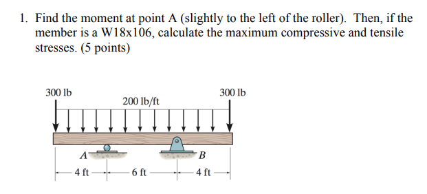 Solved 1. Find the moment at point A (slightly to the left | Chegg.com