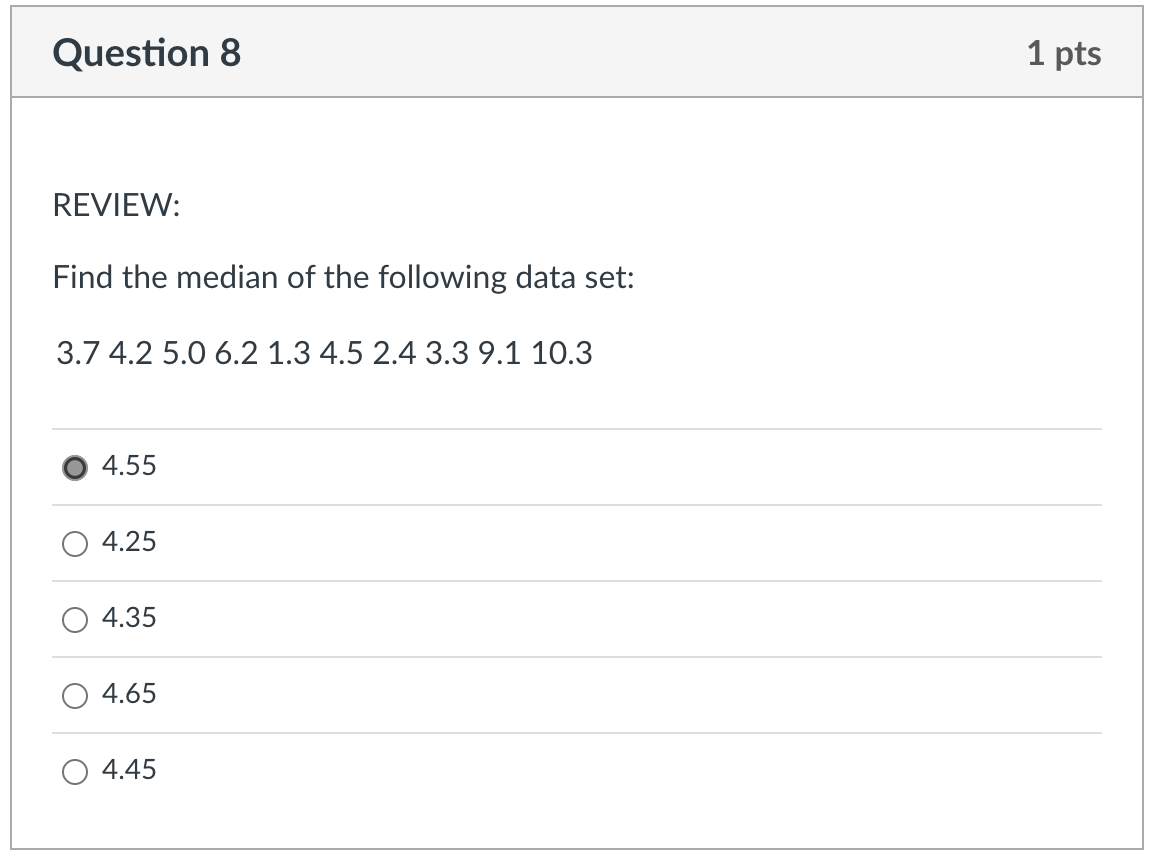 Solved 4.55 4.25 4.35 4.65 4.45 | Chegg.com