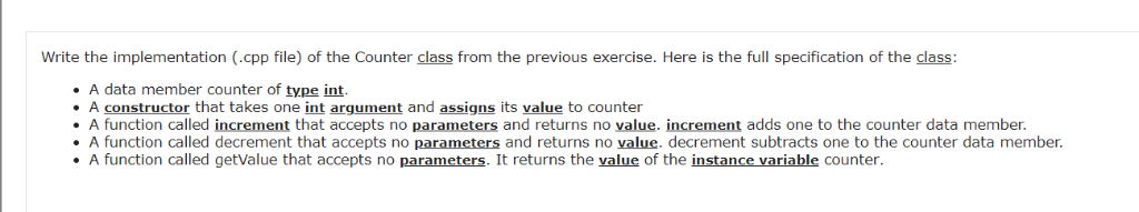 Solved Write The Implementation Cpp File Of The Counter