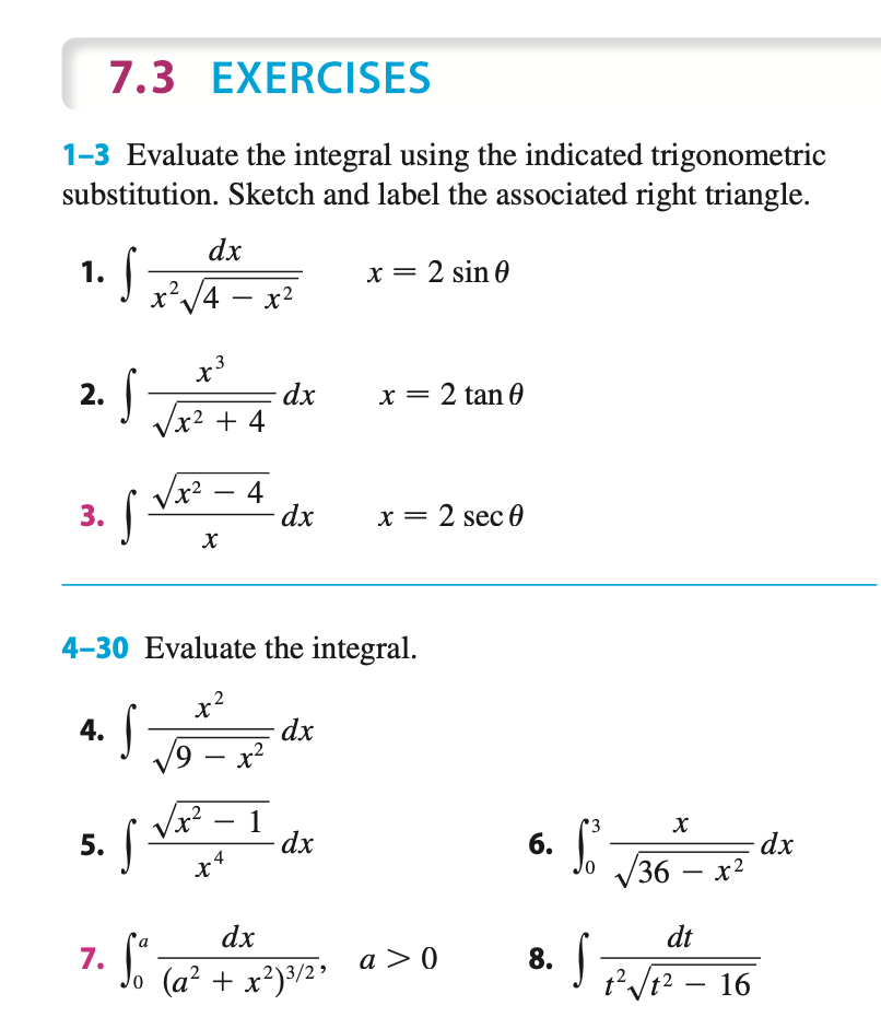 Solved 7.3 EXERCISES 1-3 Evaluate the integral using the | Chegg.com