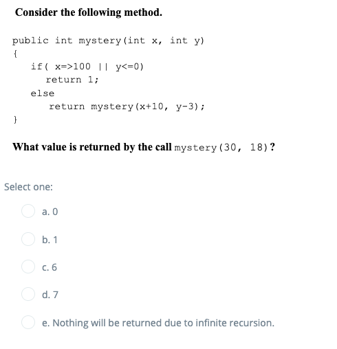 Solved Consider the following method. public String weird | Chegg.com