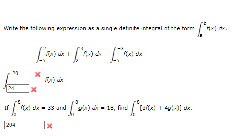 Solved Write the following expression as a single definite | Chegg.com